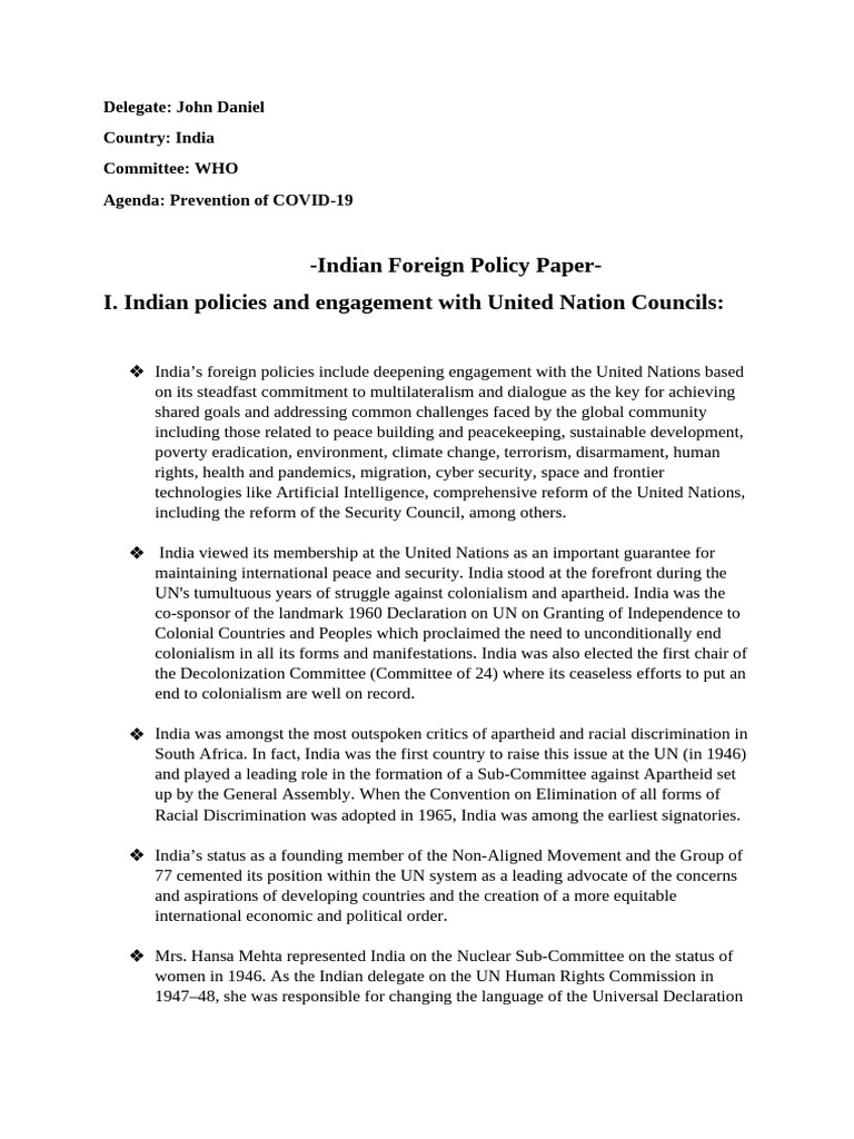 Foriegn Policy Paper India | PDF | United Nations Framework Convention ...