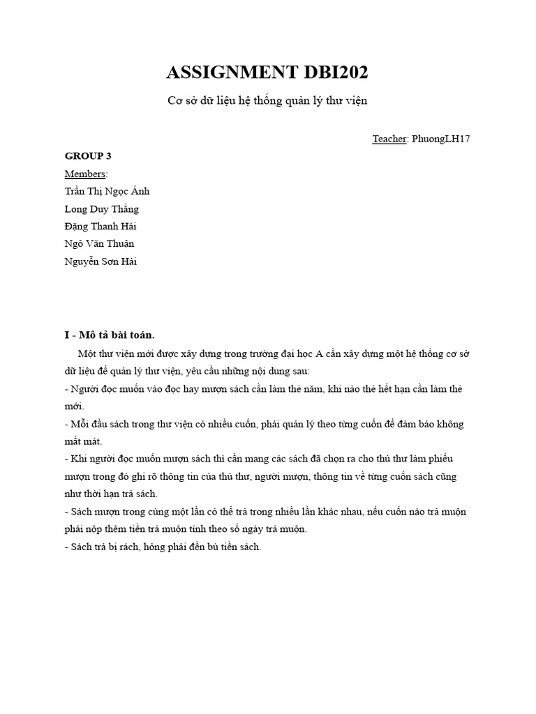 Group 3 - Assignment Dbi202 | PDF