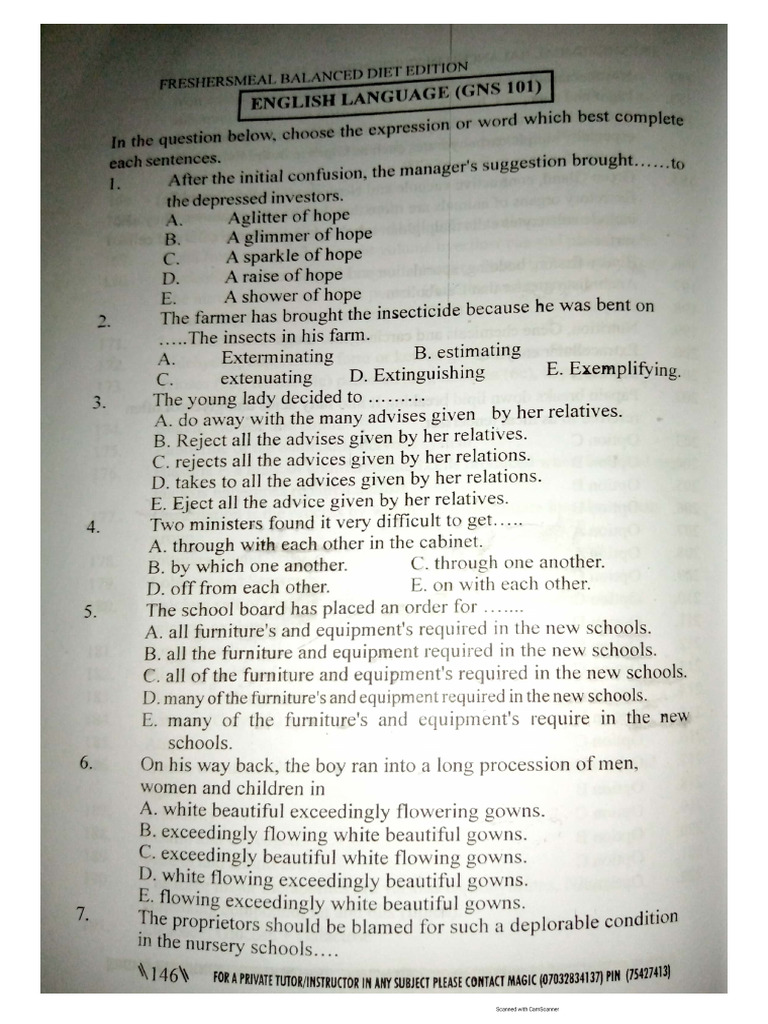 GNS 101 Past Questions With Answers | PDF