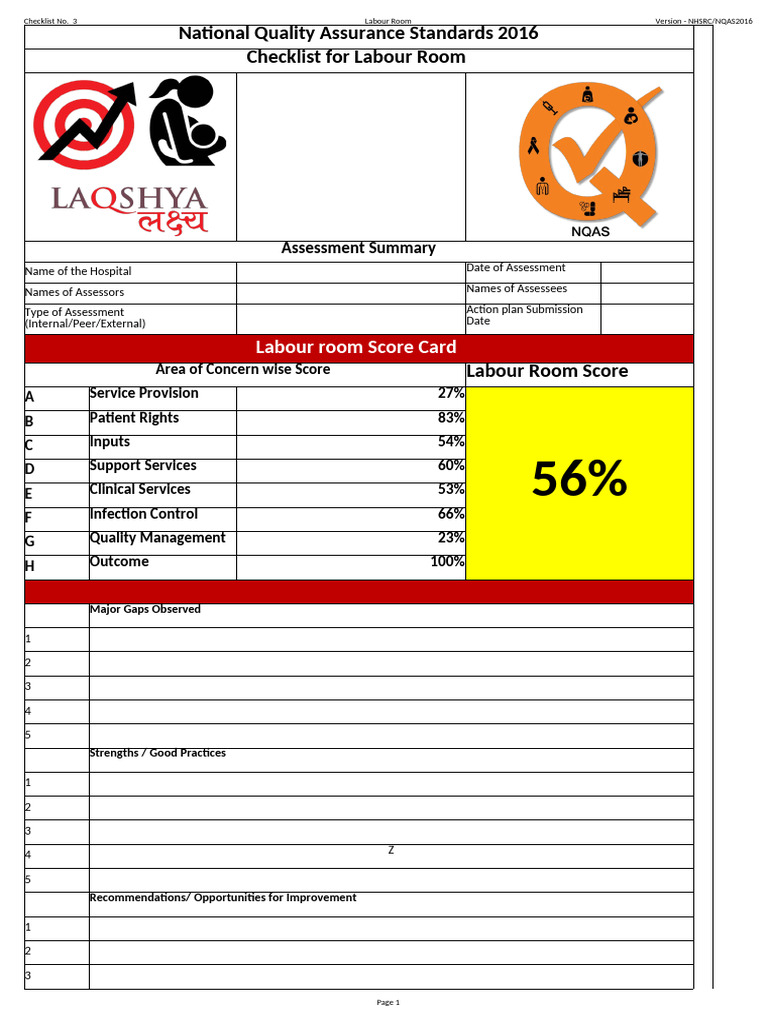 Labour Room Laqshya Assessment Checklist December-2024 | PDF ...