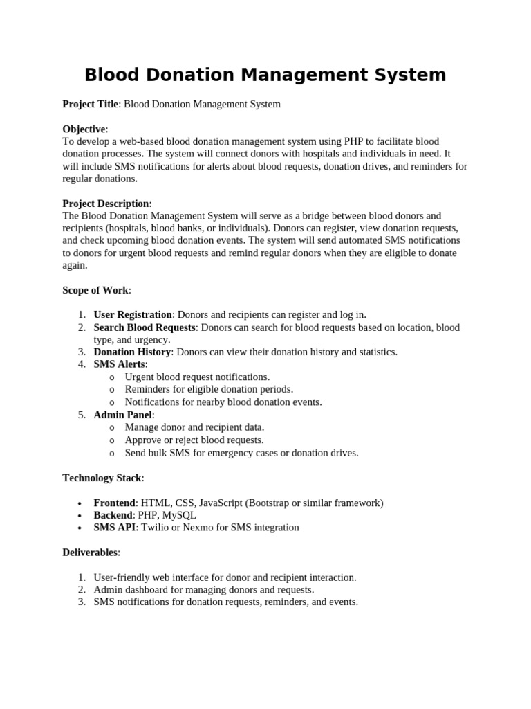Blood Donation Management System | PDF