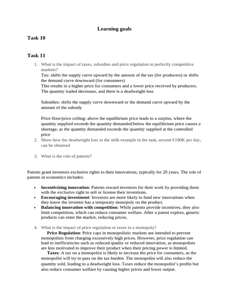 Learning goals | PDF | Monopoly | Subsidy