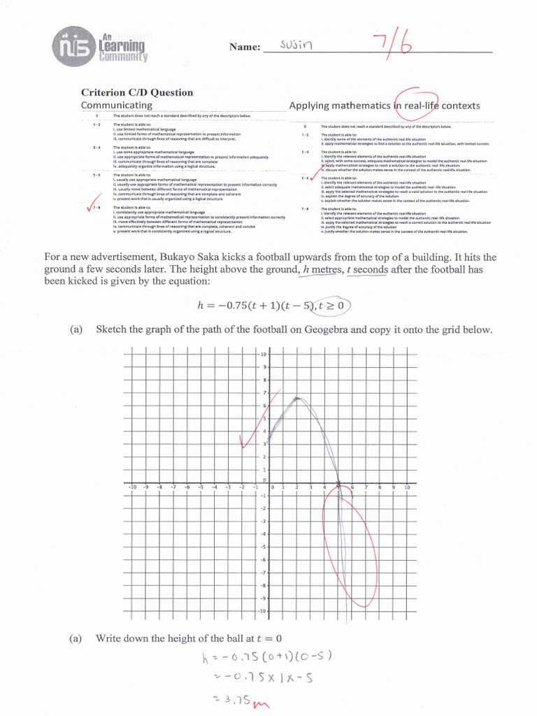 NIS (10) QuadraticFunction Reallife | PDF
