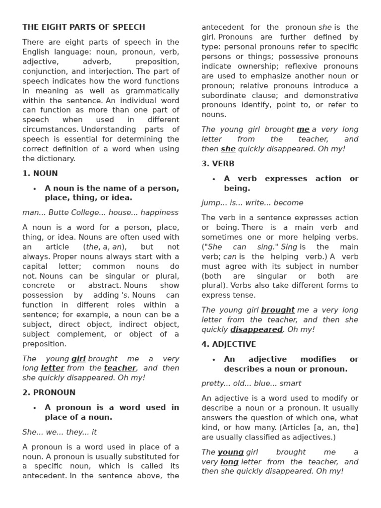 Understanding Eight Parts of Speech | PDF | Part Of Speech | Noun