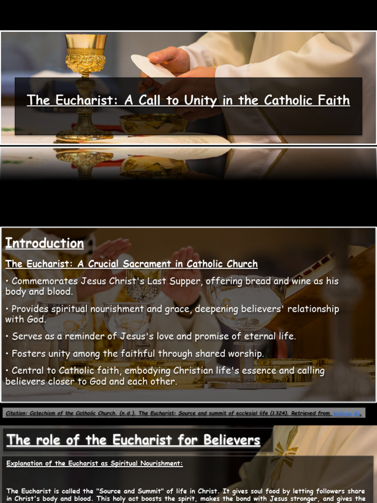 Eucharist in The Life of A Catholic | PDF | Eucharist | Catholic Church