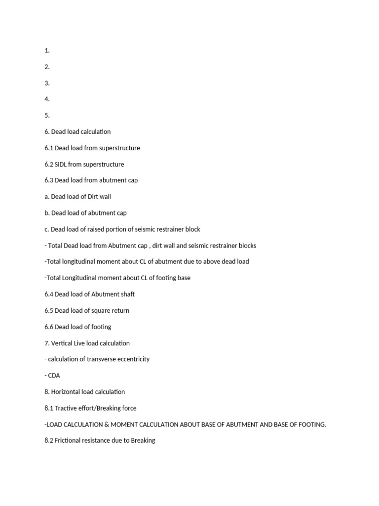 Bridge design calculation steps check list | PDF