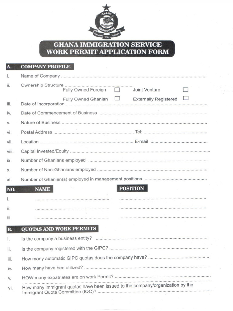 Work Permit Application Form | PDF