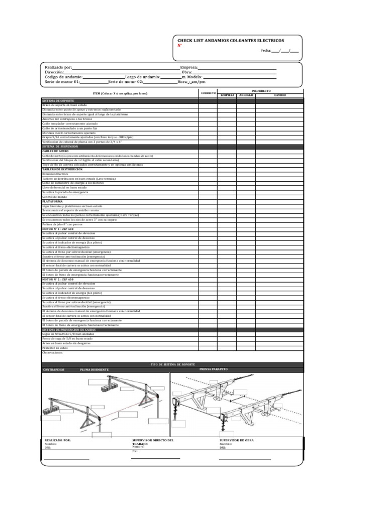Checklist de Seguridad para Andamios Eléctricos | PDF