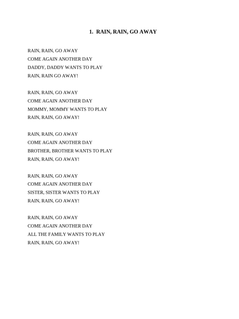 Rain Rain Go Away | PDF