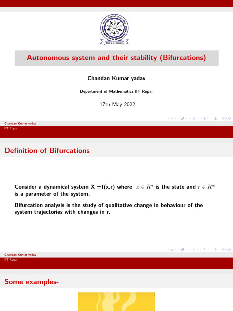 Bifurcation Analysis in Dynamical Systems | PDF | Mechanics | Applied And Interdisciplinary Physics