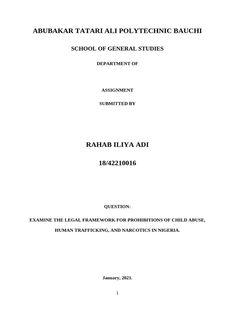 Examine The Legal Framework For Prohibitions of Child Abuse | PDF ...