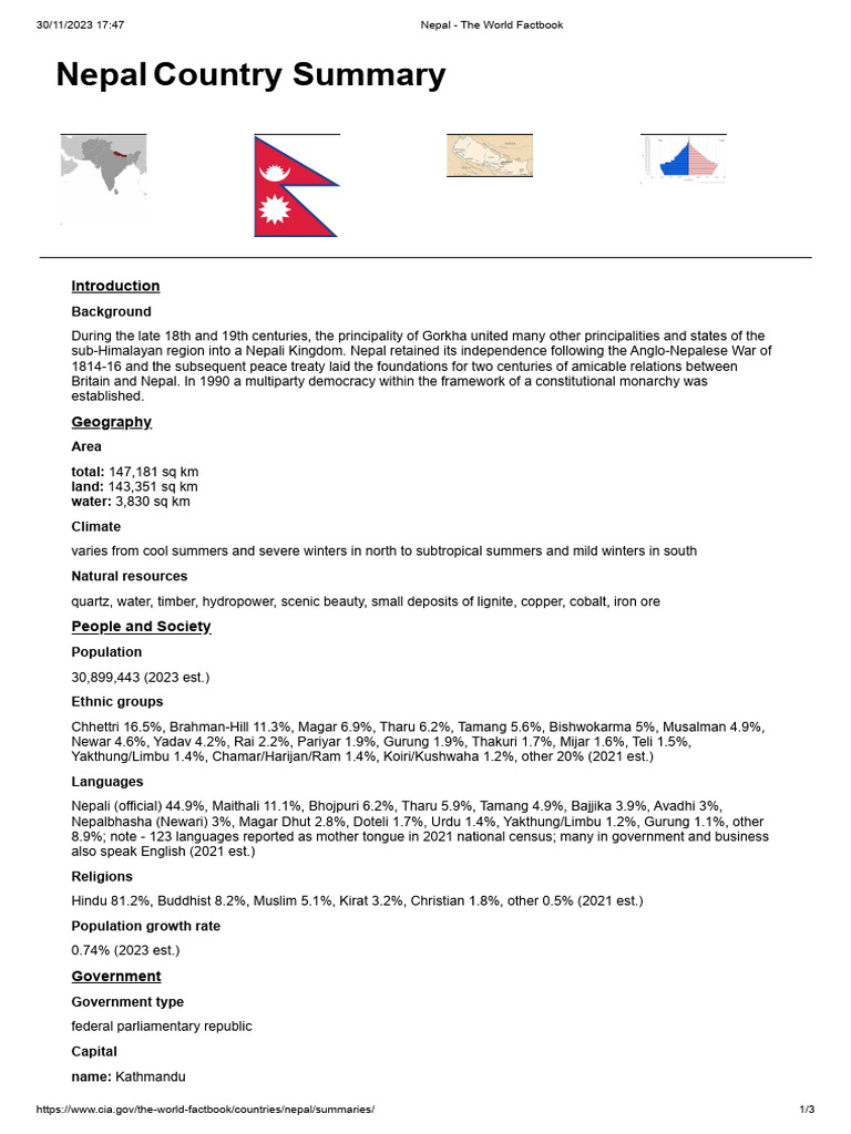 Nepal Overview from the CIA Factbook | PDF | Nepal