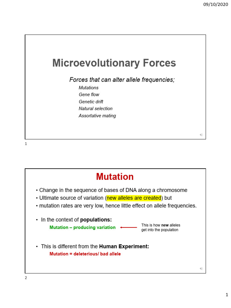 BIO212 - Lec12 - Population Genetics II - Microevolutionary Forces ...
