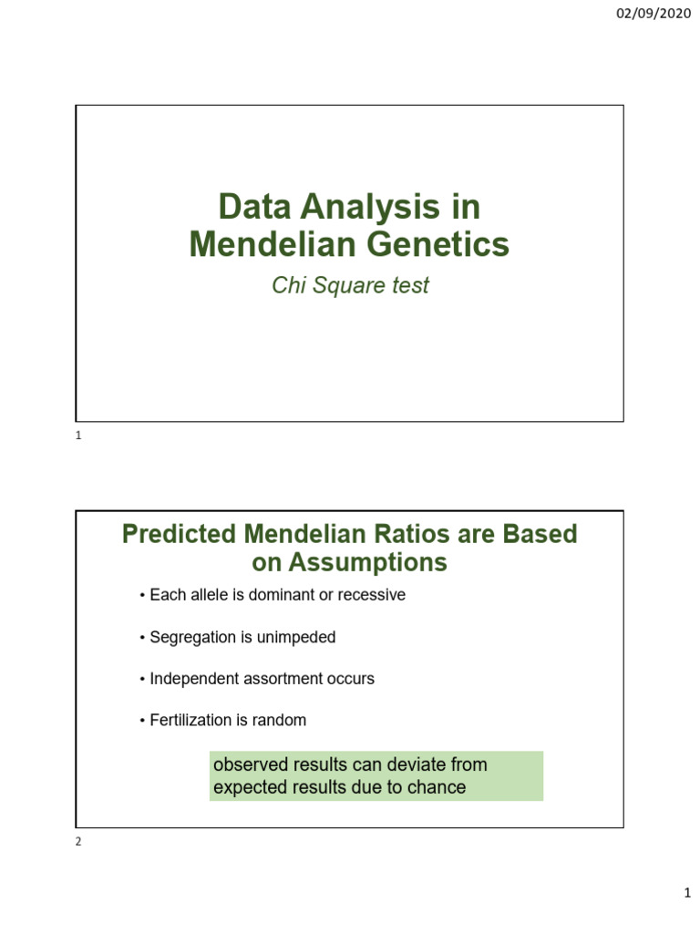BIO212 - Lec4 - Data Analysis in Mendelian Genetics - Chi Square Test ...