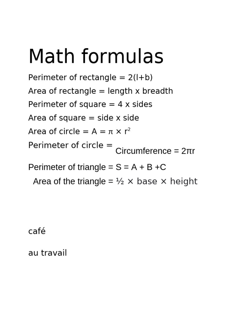 Essential Math Formulas for Shapes | PDF