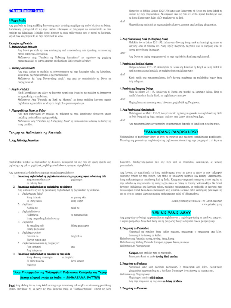 G9 Handout 3rd | PDF
