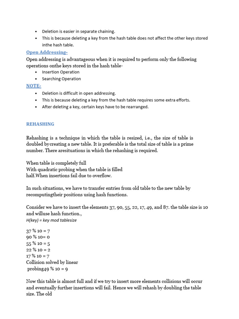 Unit-II_ReHashing_ExtendedHashing | PDF | Algorithms And Data ...