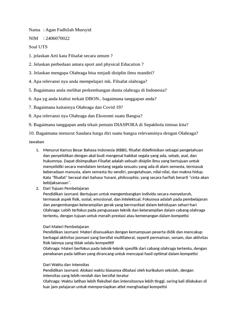 UTS Agan Fadhilah Mursyid | PDF