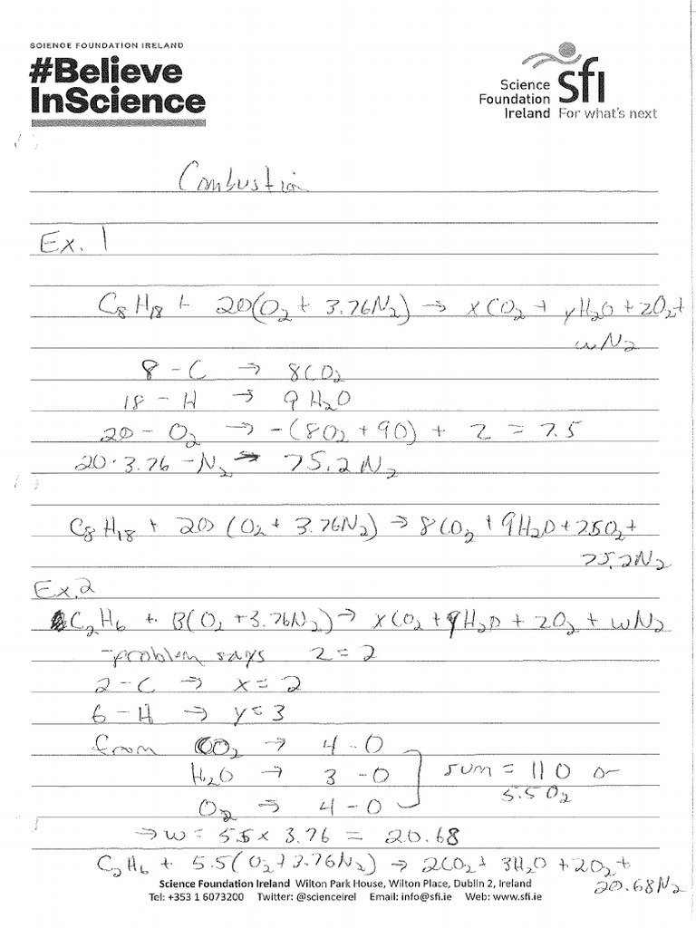 Lecture 6 Adiabatic Flame Temperature Worksheet (Solutions) | PDF