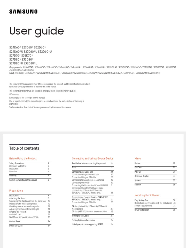 BN81-25930G-03_WUG_S60D S60UD S70D S80D S80UD_ASIA MENA AFRICA_ENG_241108.0 | PDF | Ac Power ...