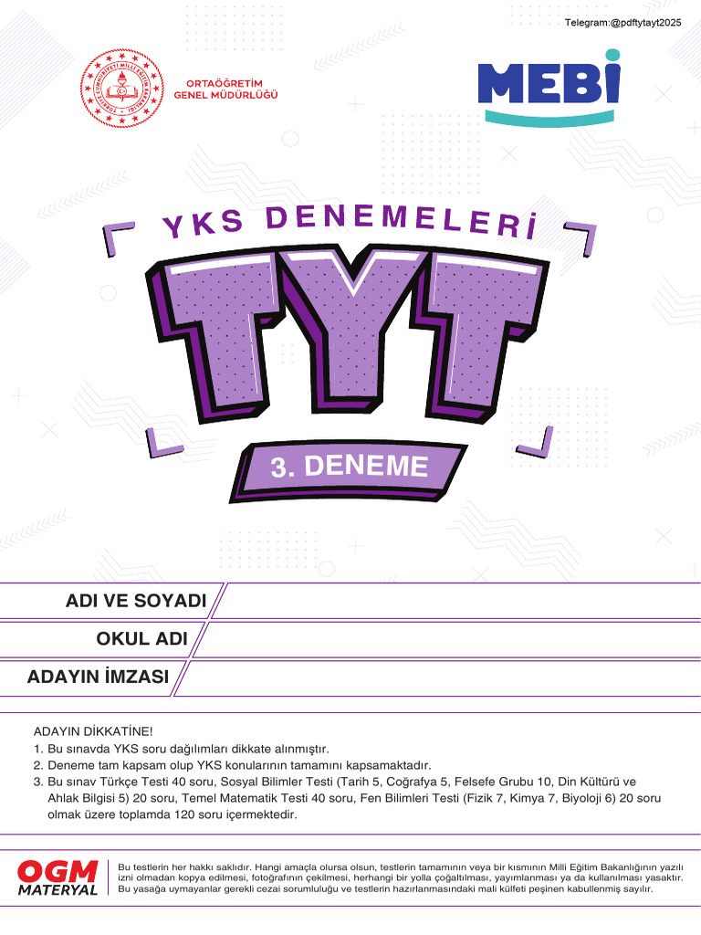 2025 Mebi̇ Tyt | PDF