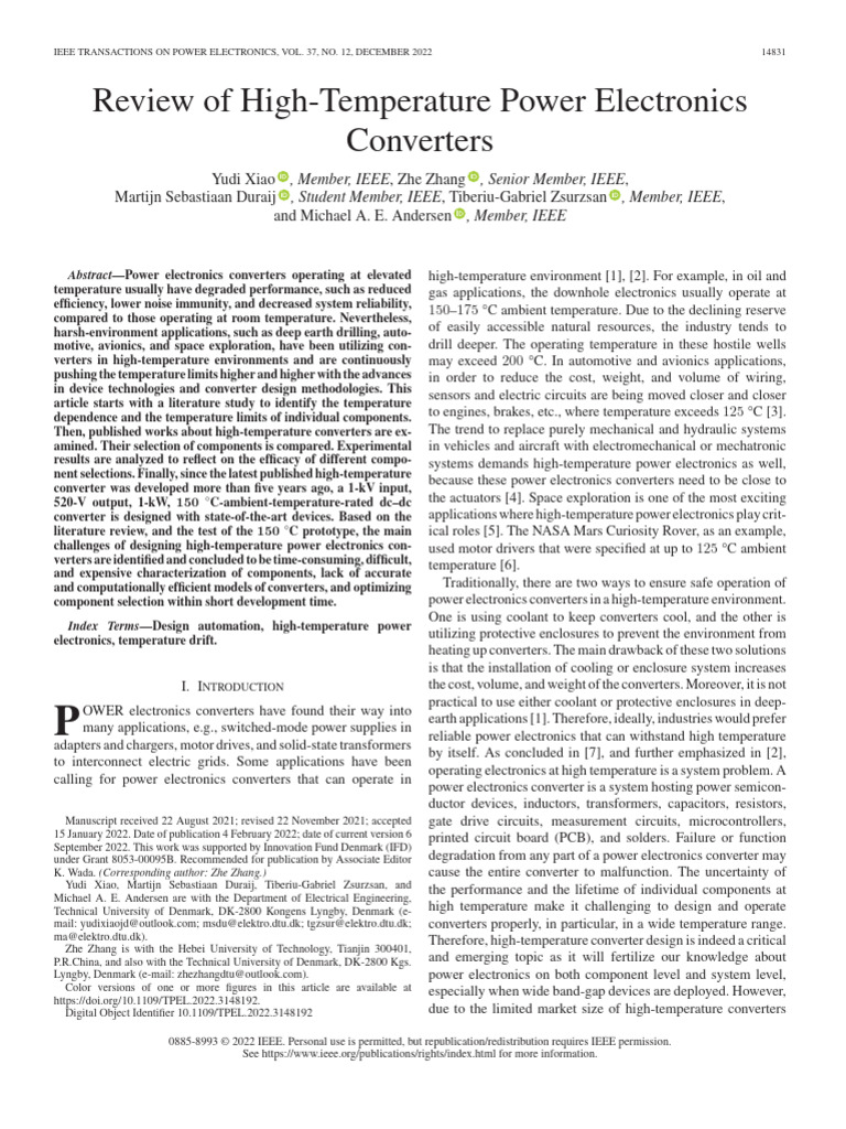 Review of High-Temperature Power Electronics Converters | PDF ...