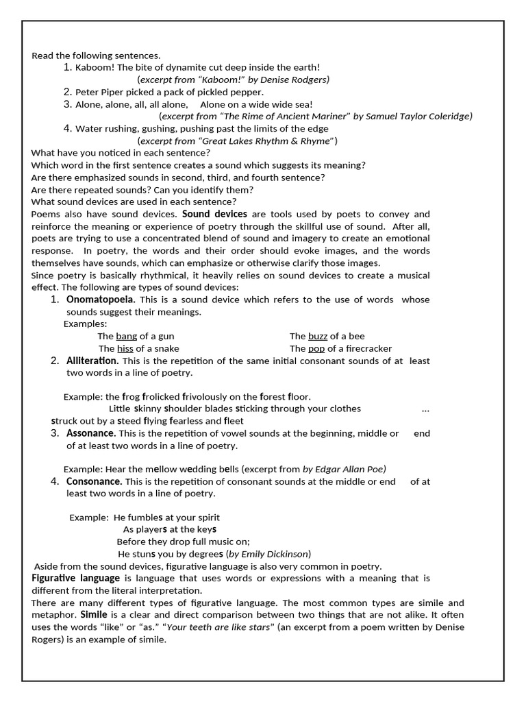 Figurative Language Worksheet | PDF | Poetry | Poetic Devices
