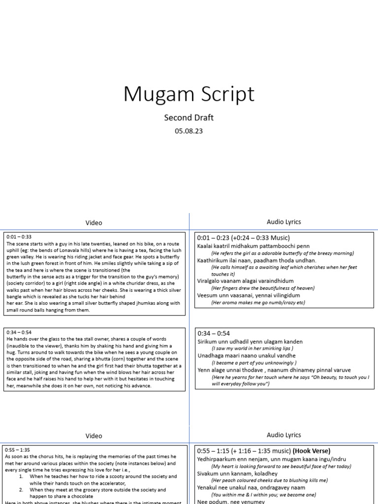 Mugam Script - v2 (05.08.23) | PDF