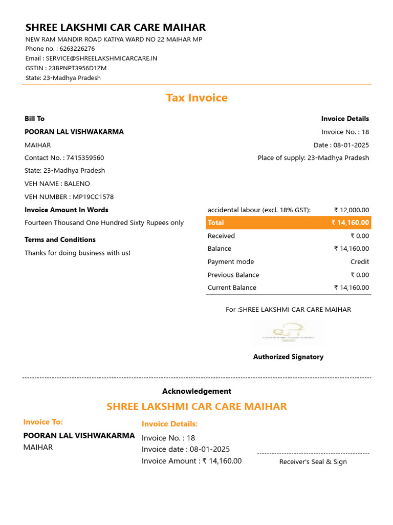 Tax Invoice - 18 - 08 - 01 - 25 | PDF