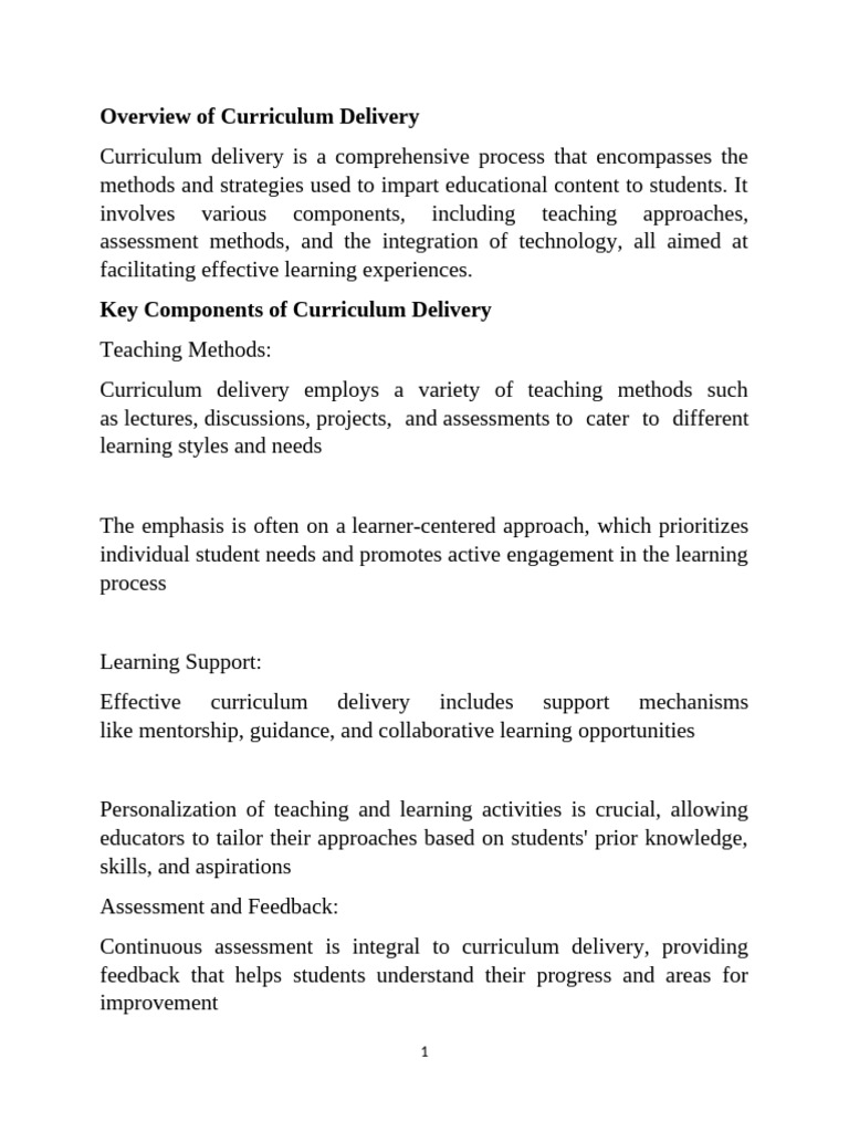 Effective Curriculum Delivery Overview | PDF | Curriculum | Critical ...