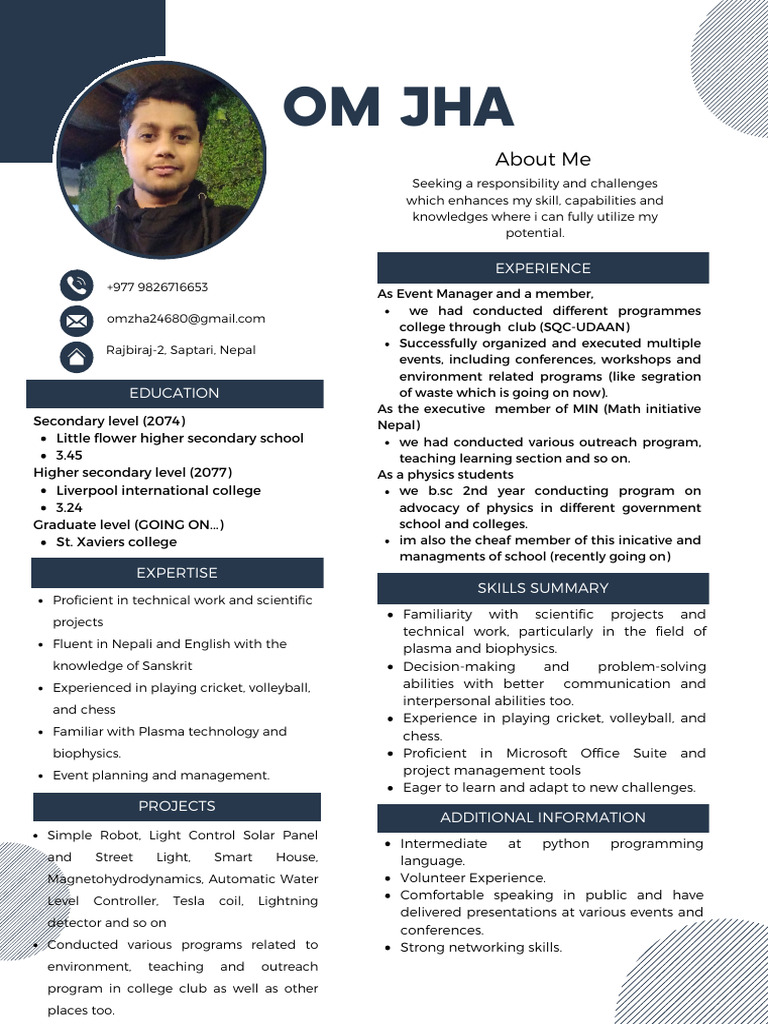 Blue Professional Modern CV Resume | PDF