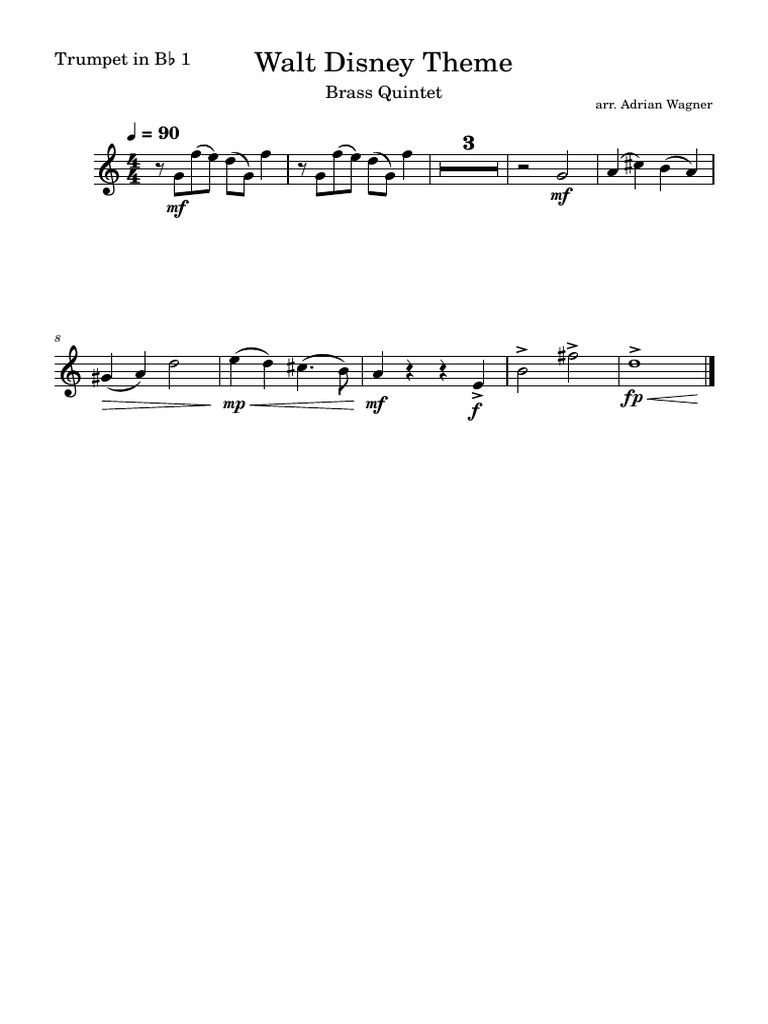 Brass Quintet Arrangement: Disney Theme | PDF