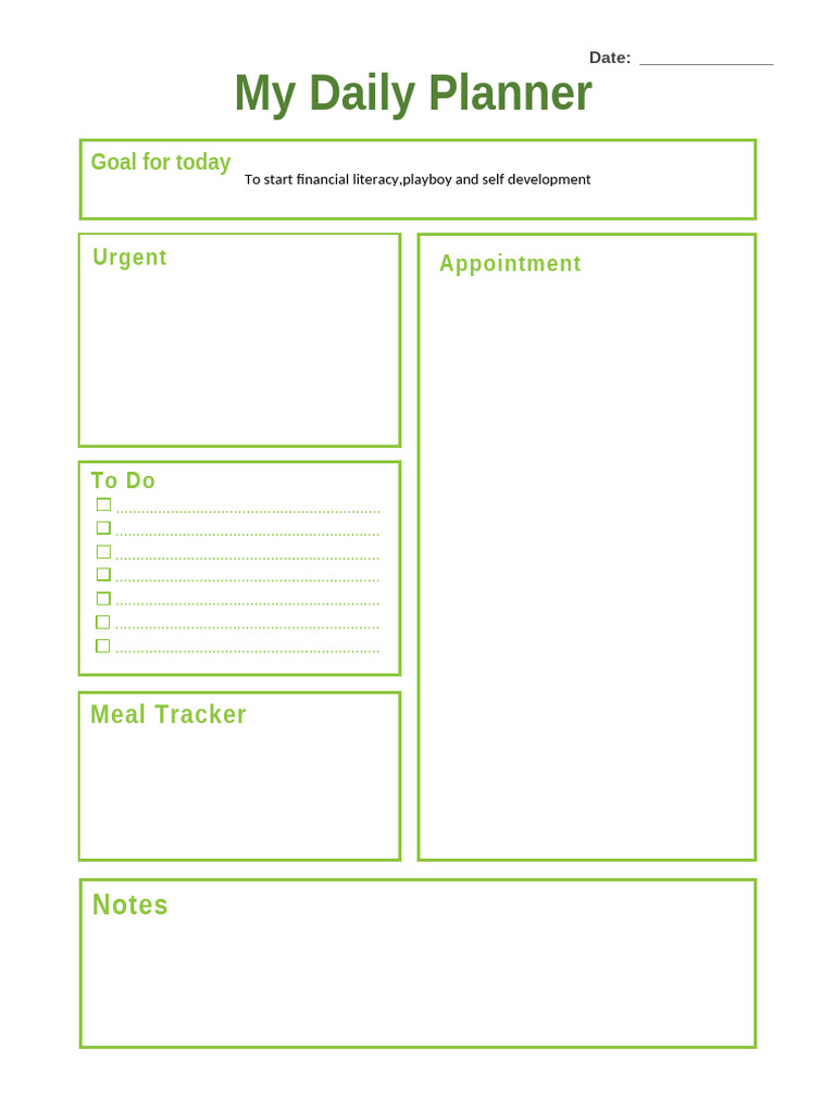 Green Daily Planner-WPS Office | PDF