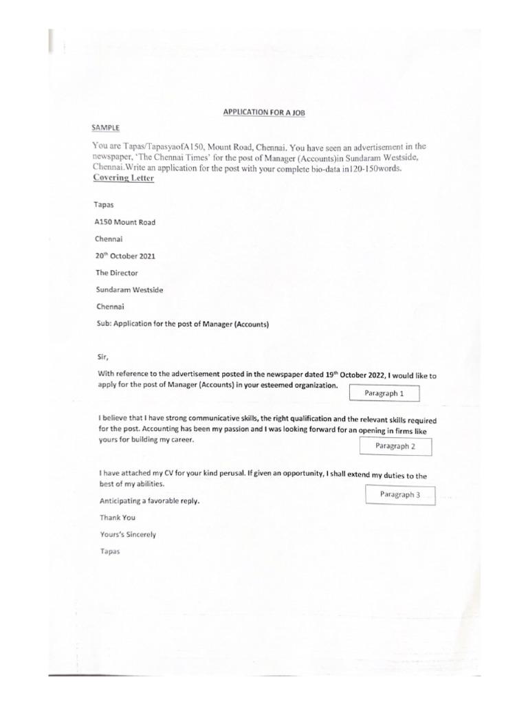 APPLICATION FOR A JOB Sample 2 | PDF