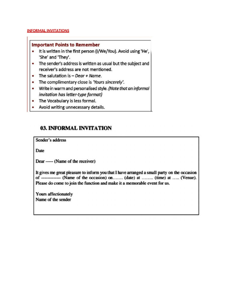 Informal Invitation and Replies | PDF