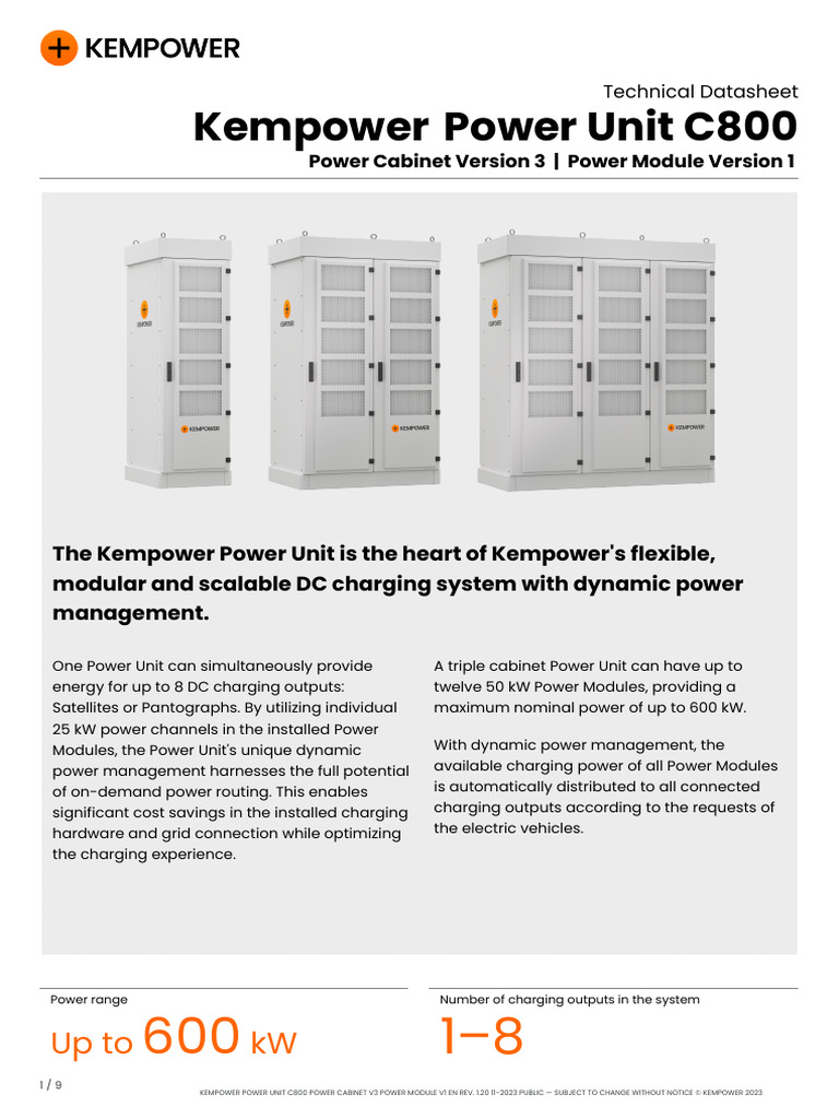 Kempower Power Unit C800 Power Cabinet V3 Power Module V1 Datasheet Rev ...