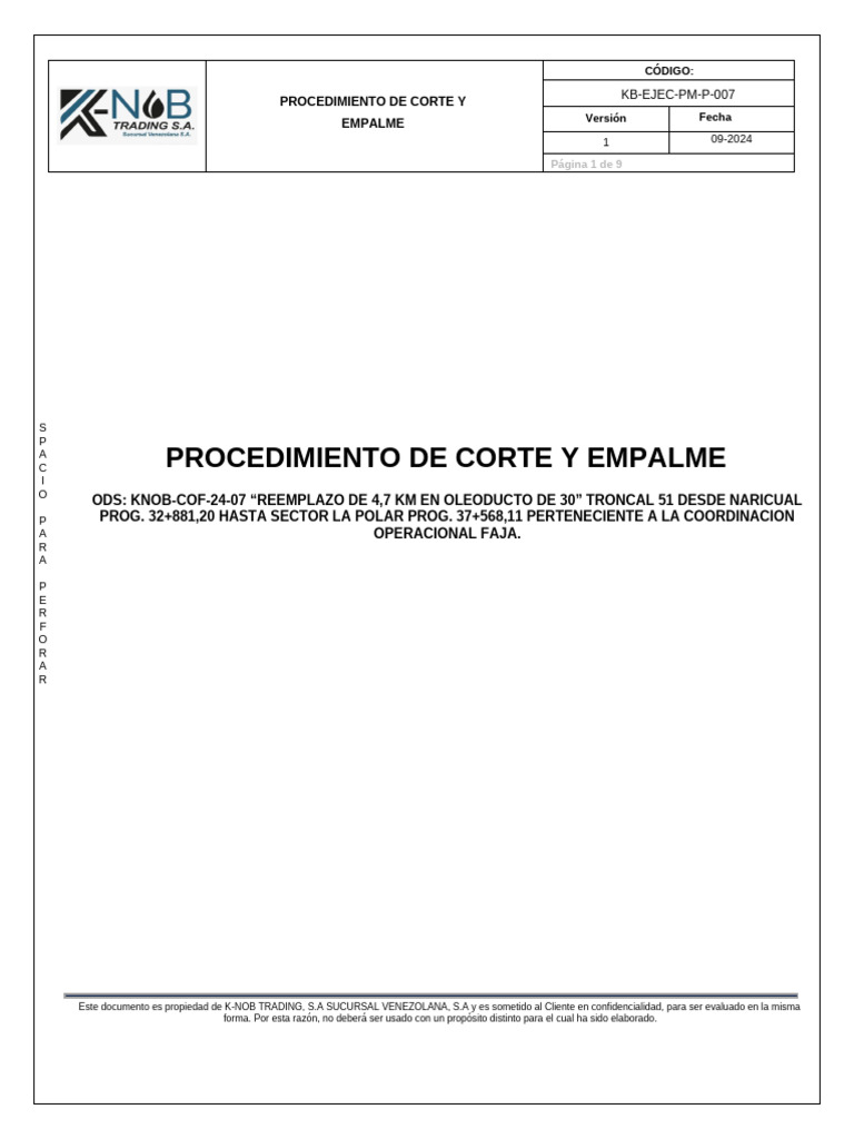 KB-EJEC-PM-P-007 Corte y Empalme | PDF | Soldadura | Construcción