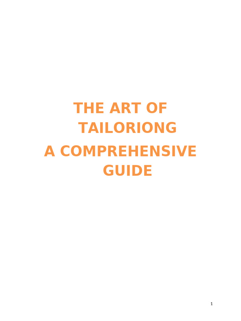 Tailoring Guide: Techniques & Business | PDF | Clothing | Sewing