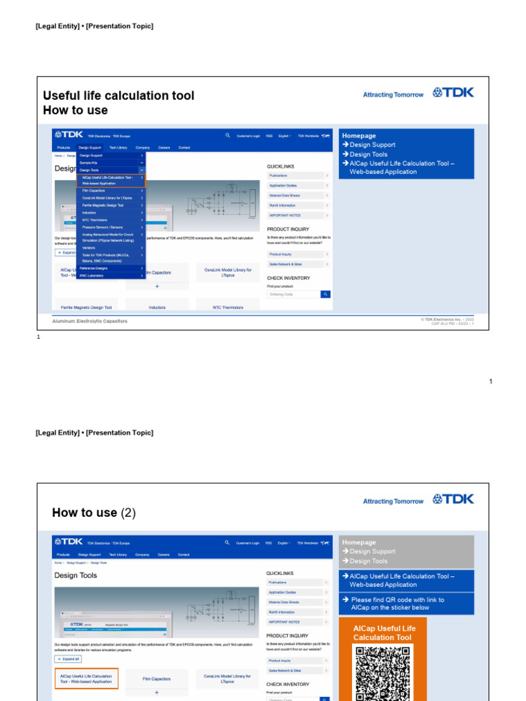 TDK Lifetime Tool Calculation | PDF | Capacitor | Manufactured Goods