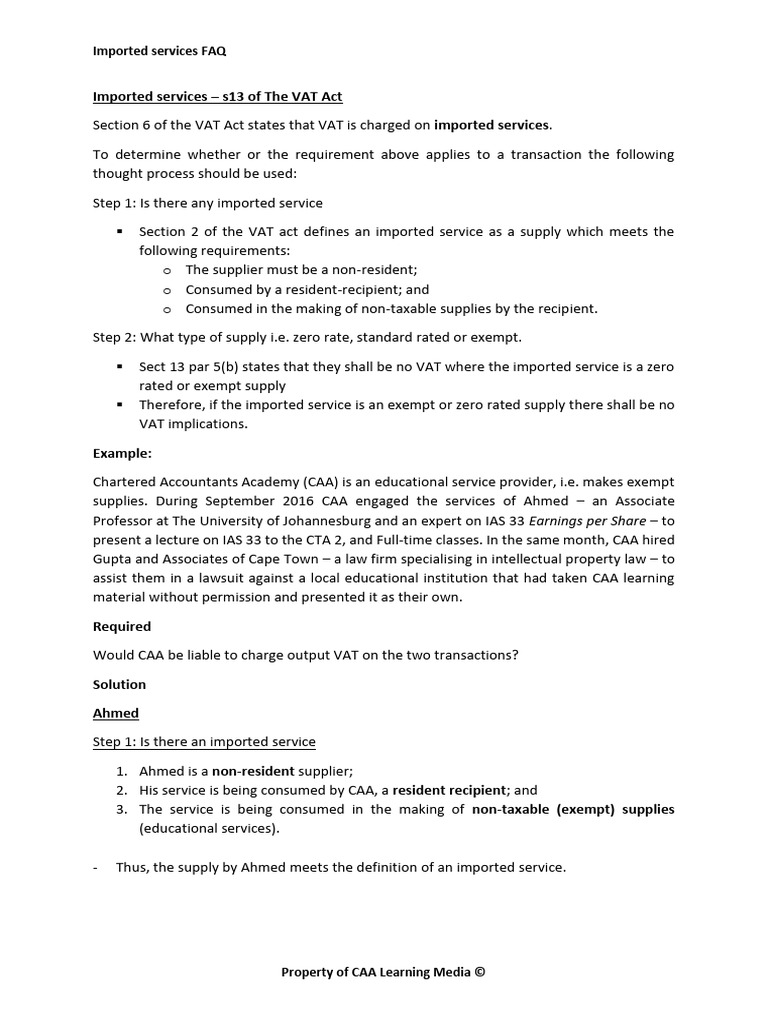 Imported_services_FAQ | PDF | Value Added Tax | Government Finances