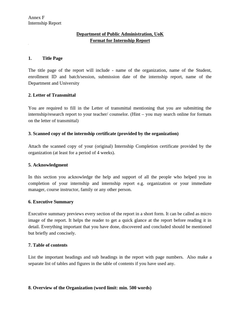 Annex F - Format For Internship Report | PDF | Experience | Cognition