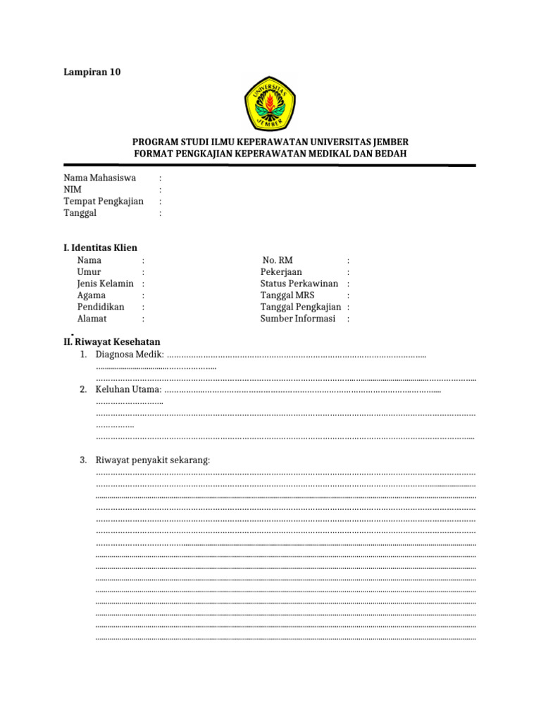 Format Pengkajian Asuhan Keperawatan | PDF