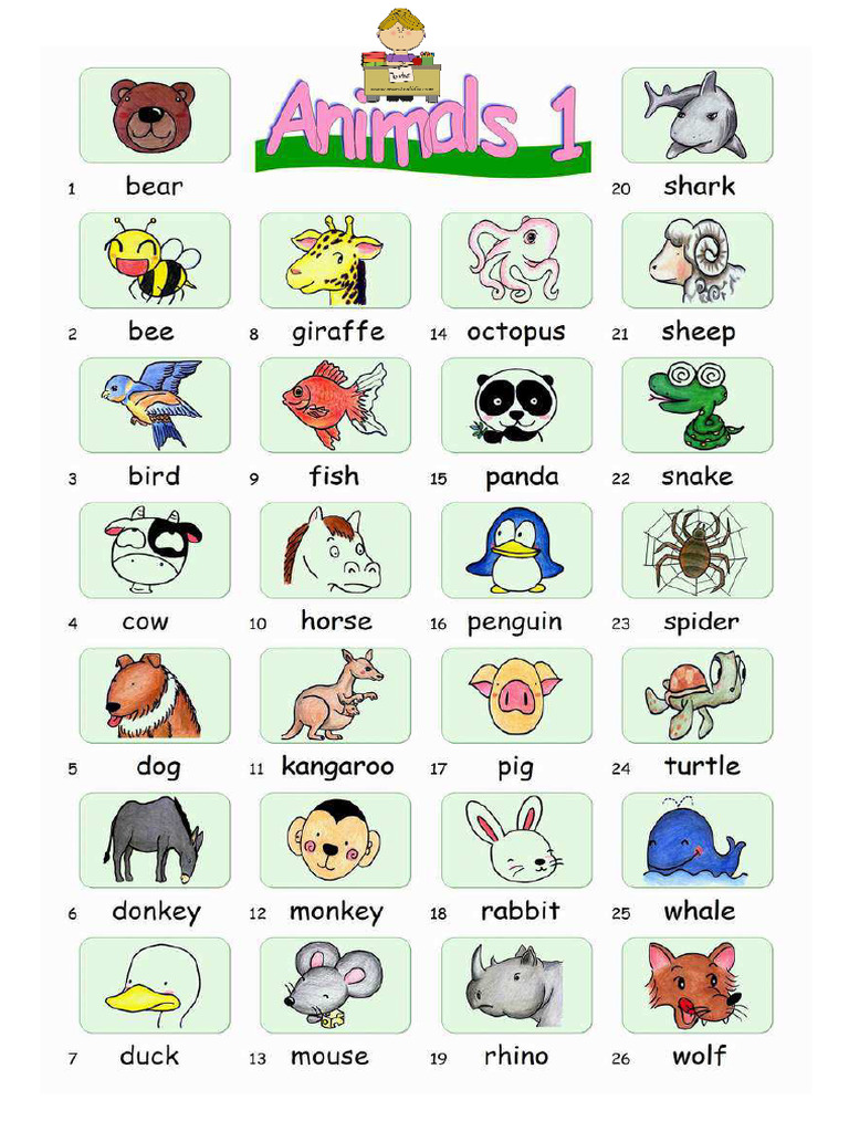 Animals Pictionary | PDF