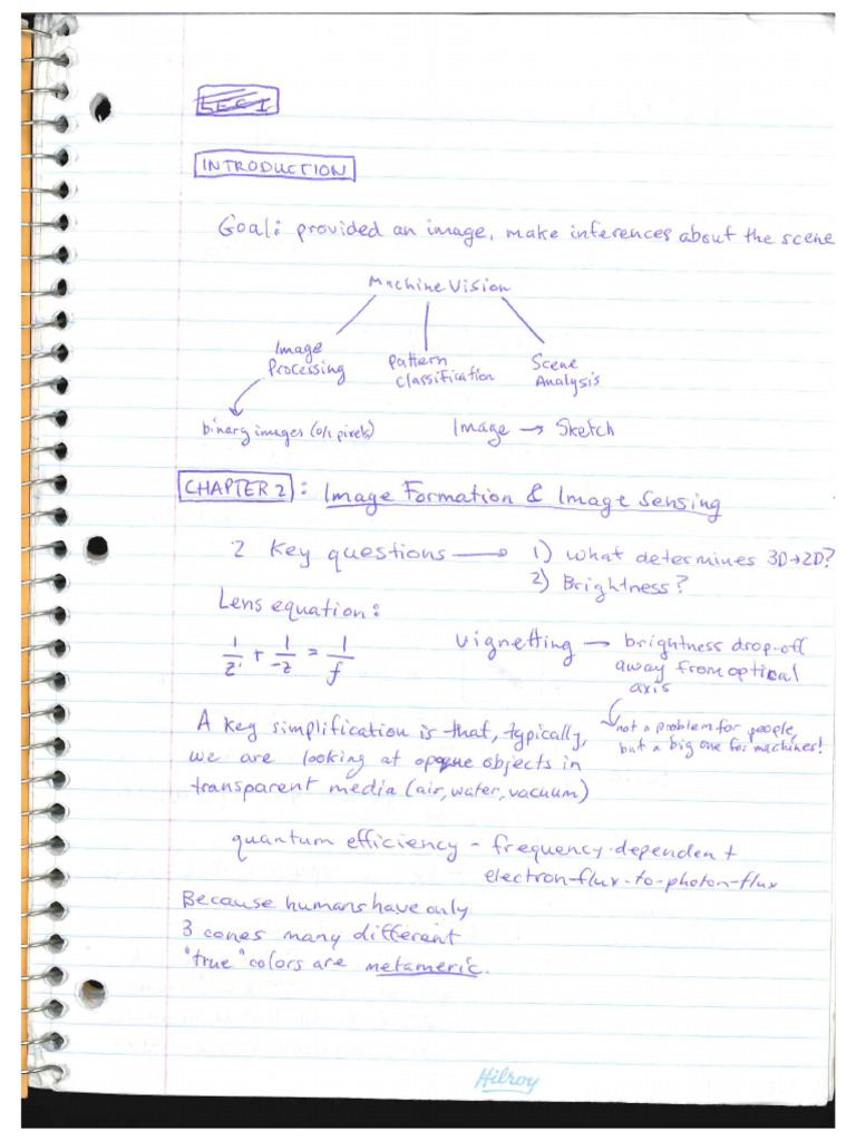 Machine Vision Notes | PDF
