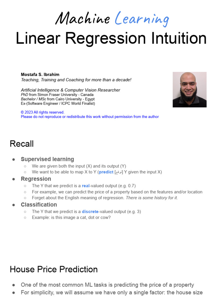 03 Linear Regression Intuition | PDF | Errors And Residuals | Mean Squared Error