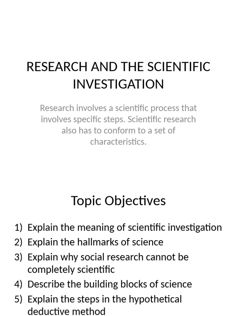 Research and The Scientific Investigation | PDF | Inductive Reasoning ...