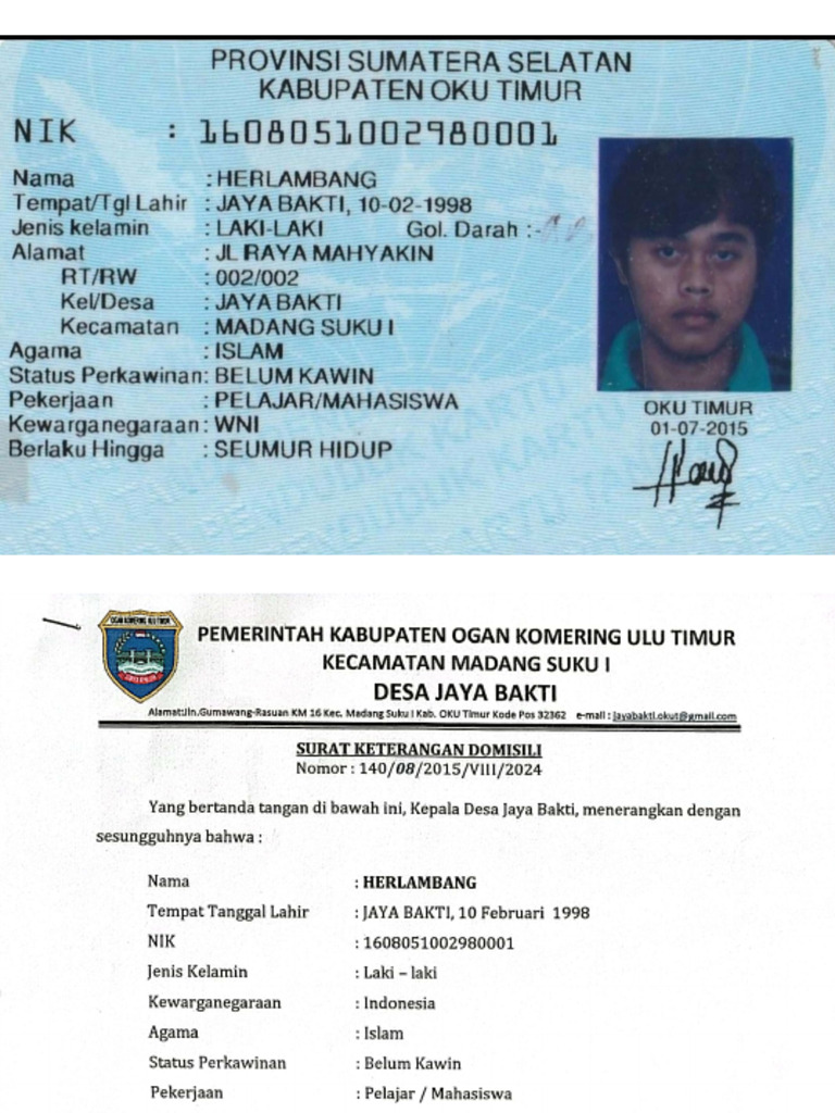 Surat Keterangan Domisili Dan KTP PDF | PDF