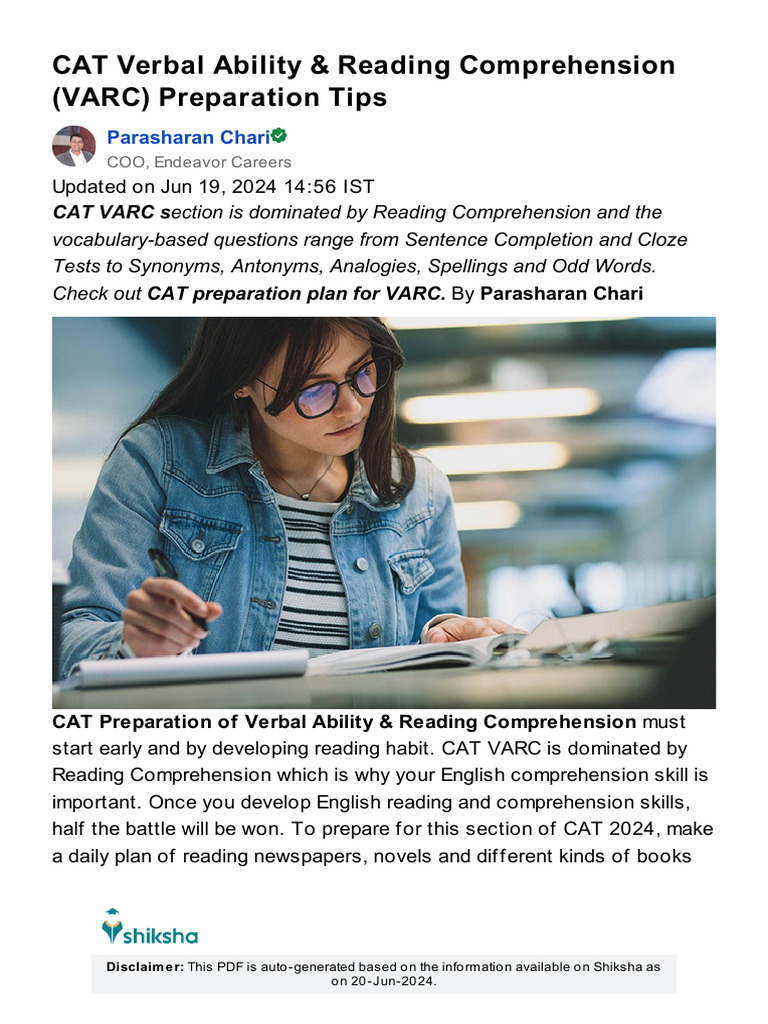 CAT Verbal Ability & Reading Comprehension (VARC) Preparation Tips ...