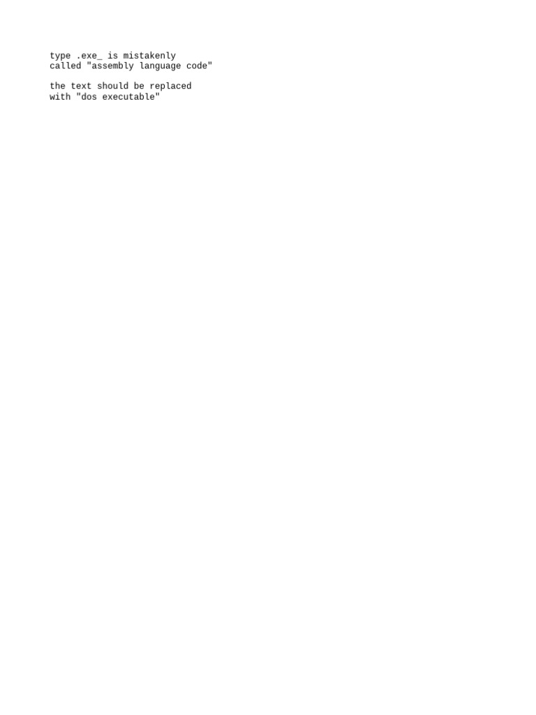 Type .Exe - Is Mistakenly Called "Assembly Language Code" The Text ...