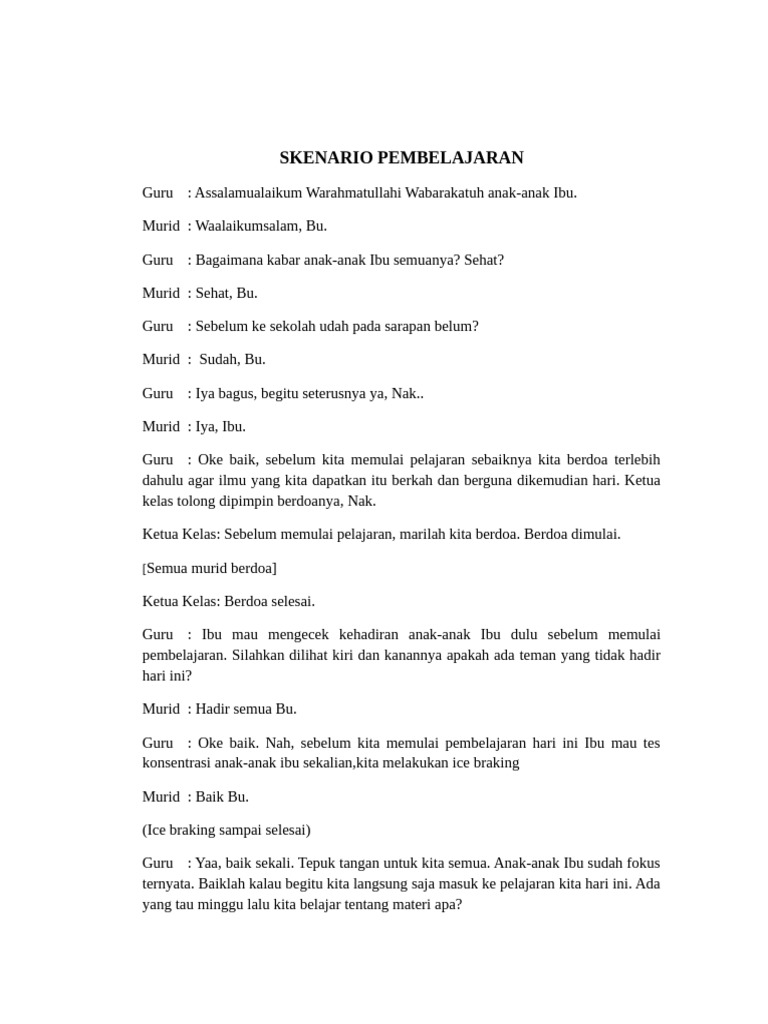 Skenario Micro Teaching Sovi Teks Prosedur | PDF